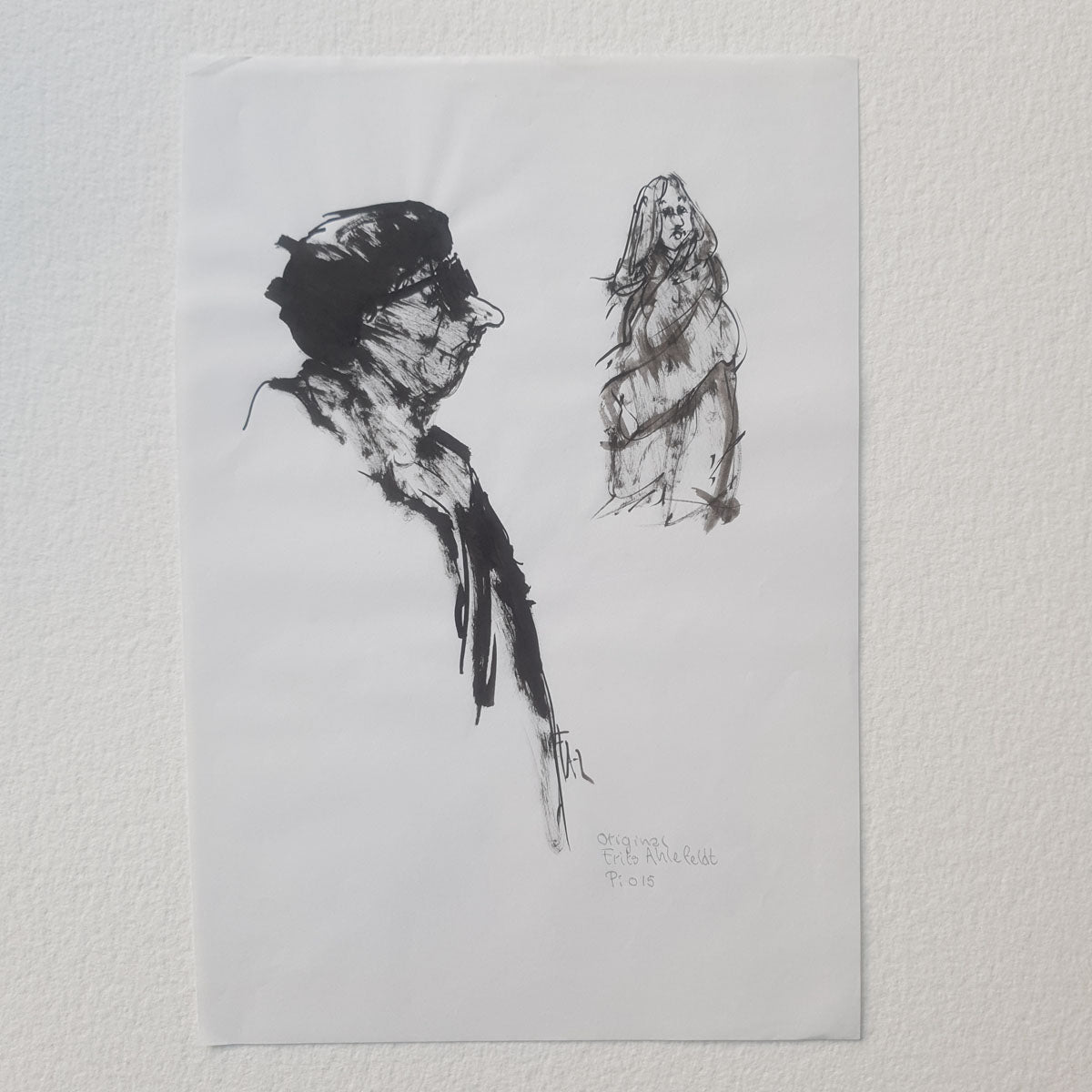 Pi015 Original ink drawing people A4 size – Frits Ahlefeldt Art