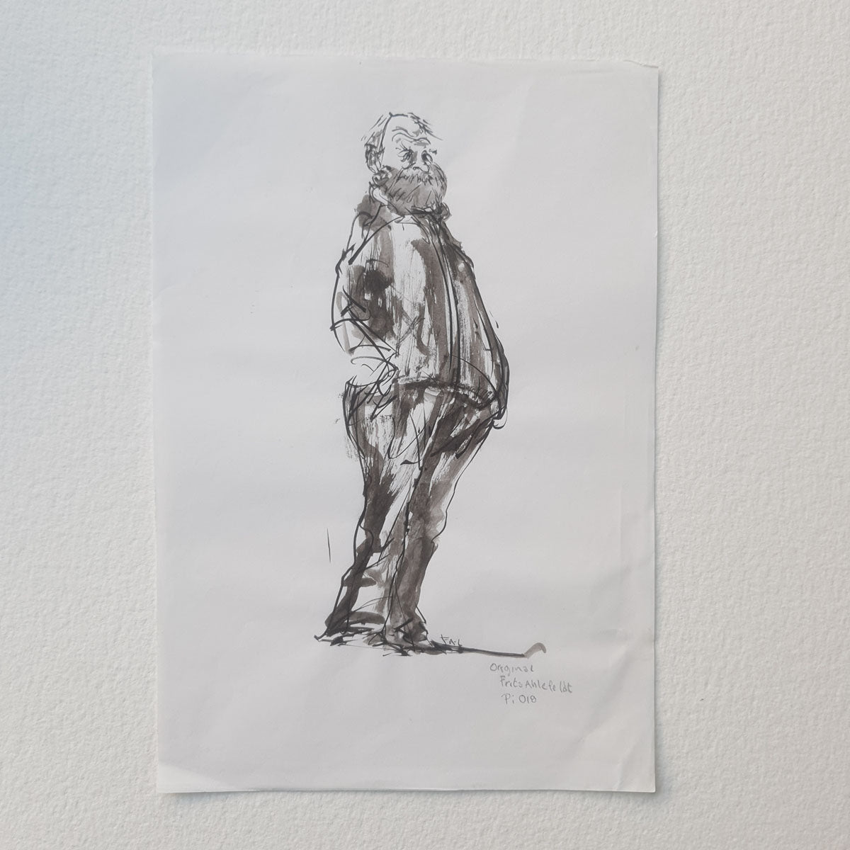 Pi018 Original ink drawing people A4 size – Frits Ahlefeldt Art